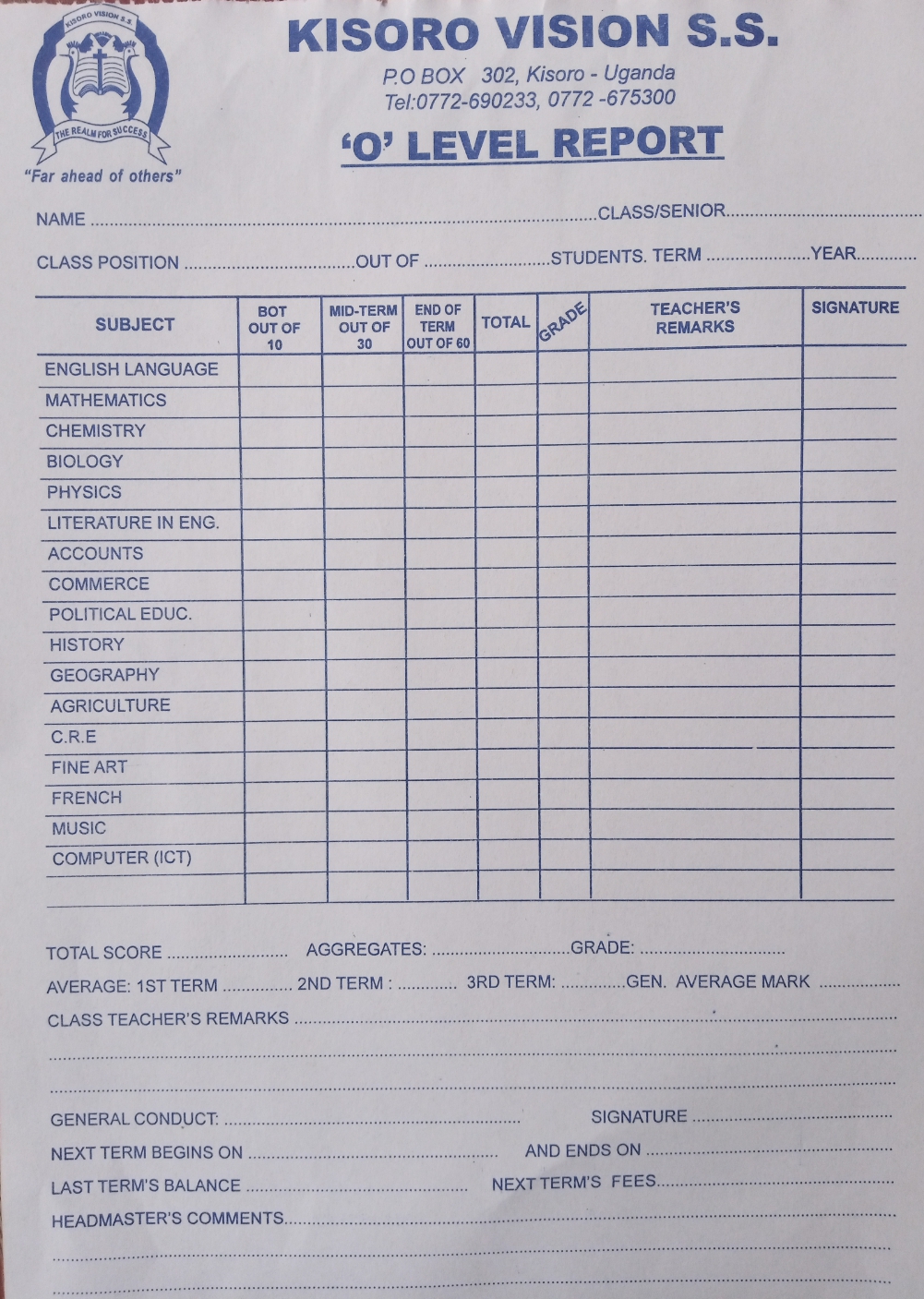 UCE Report Form – Friends Of Humanity Uganda